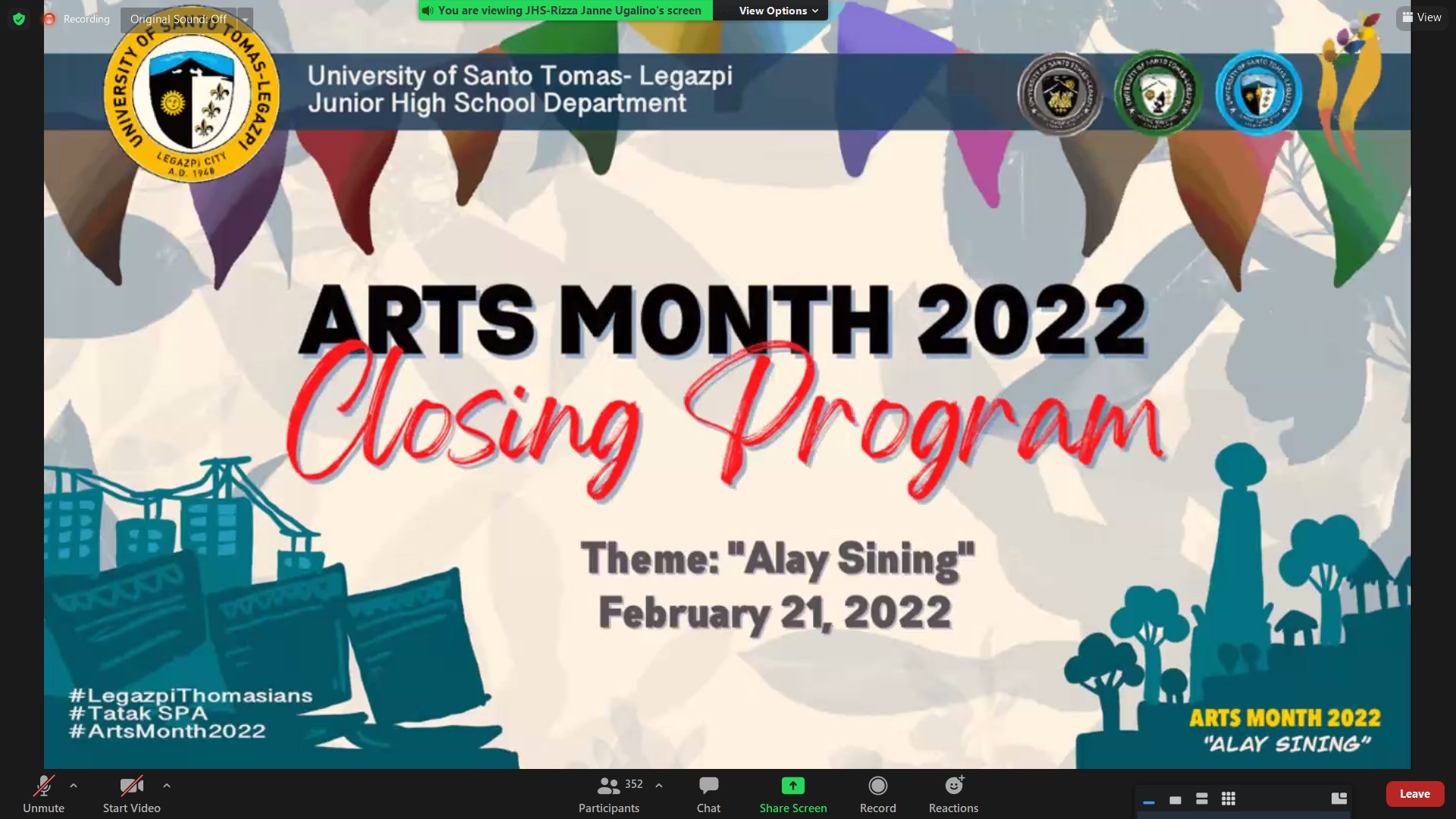 ARTS MONTH 2022 - University of Santo Tomas - Legazpi