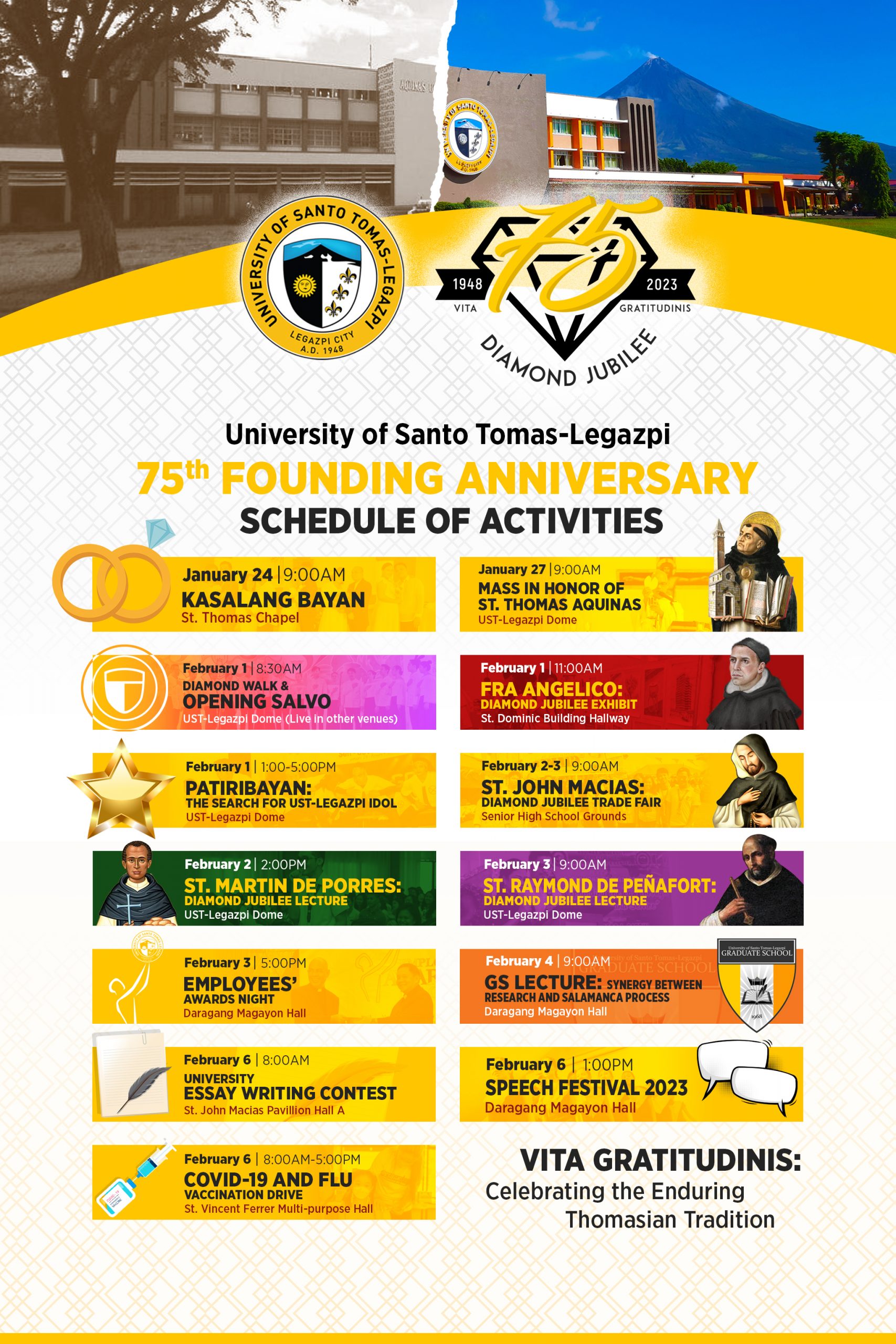 UST LEGAZPI s 75th DIAMOND JUBILEE ANNIVERSARY SCHEDULE University UST LEGAZPI s 75th DIAMOND JUBILEE ANNIVERSARY SCHEDULE University